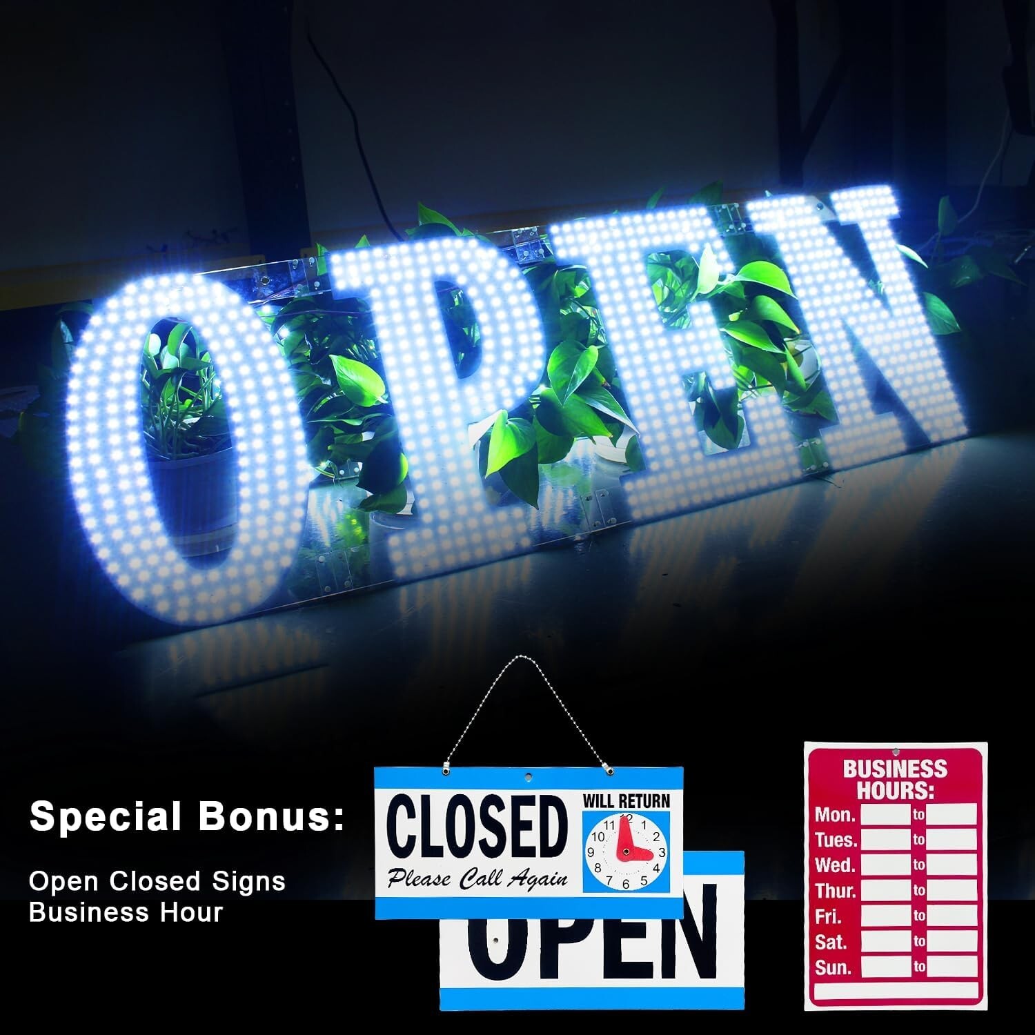 30"X10" Large LED Open Signs for Business Super Bright Unique Design ...