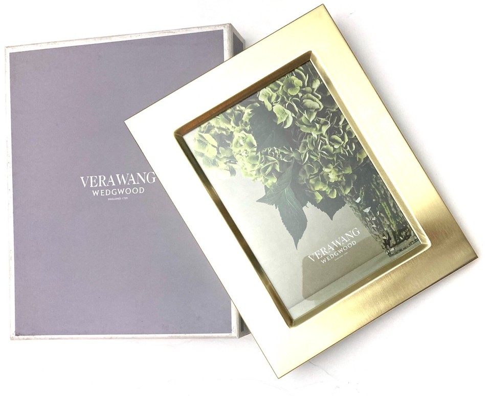 VERA WANG SATIN GOLD PLATED 5"x 7" WEDDING PHOTO FRAME 40003666 NEW NIB ...
