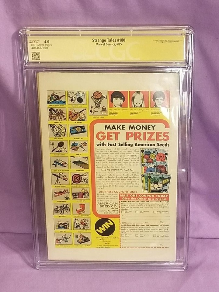Strange Tales #180 CGC Signature Series SIGNED Jim Starlin 4.0 VG 1st ...