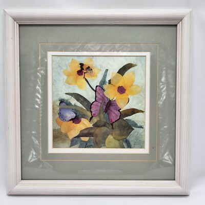 Linn Done Print - 2 Butterflies & Yellow Flowers - 6x6 Matted, 11.5x11 ...