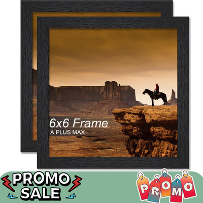 6x6 Picture Frame Set of 2, Black Engineered Wood Frame for 6 x 6 Inch ...