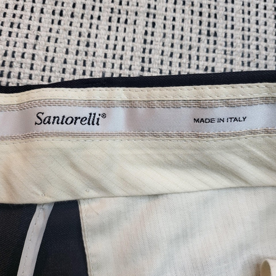Santorelli Dress Pants Mens 37x31 Charcoal Gray Luxury Serge Wool Italy ...