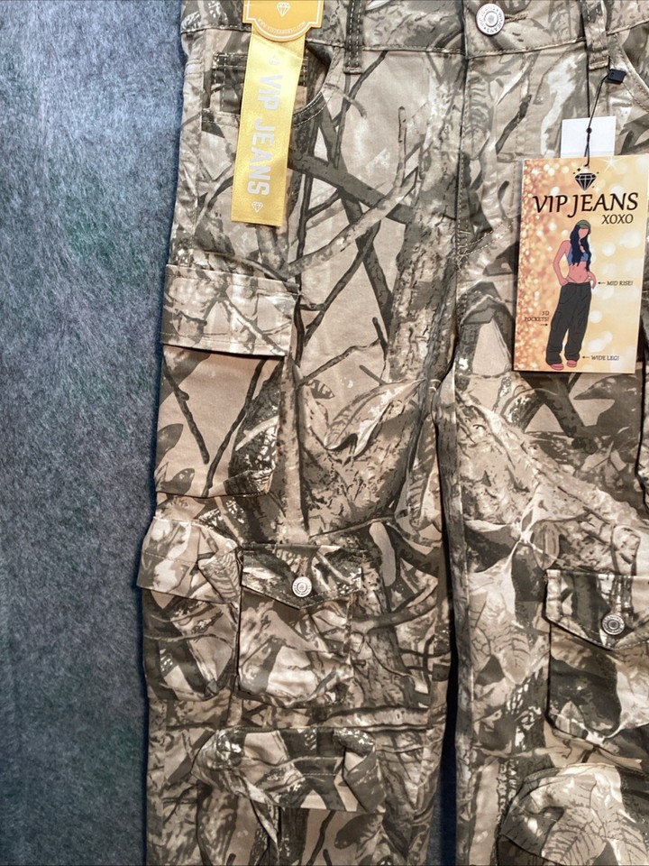 VIP Jeans Cargo Camo Camouflage Stretch Jogger Pants Belt Size 7/28 New ...