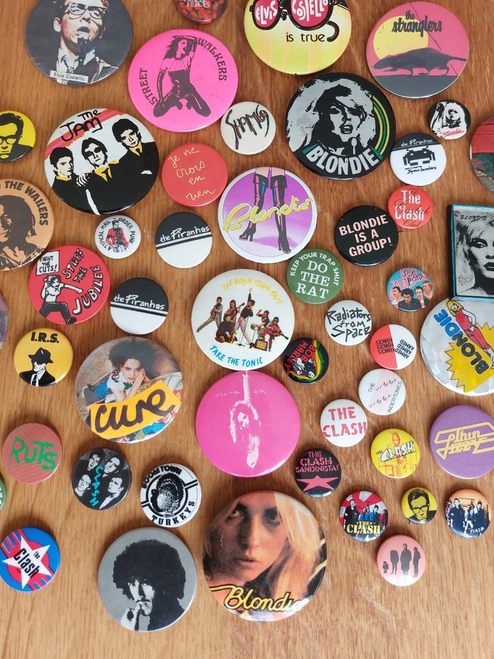 50 x original 1970s/1980s PUNK/ROCK Badges CLASH BLONDIE etc. | eBay UK