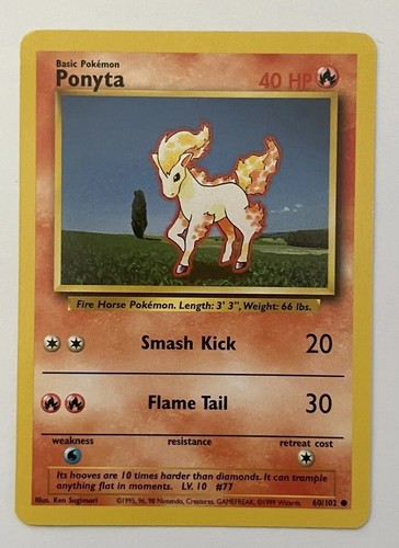 Pokémon TCG Ponyta Base Set 60/102 Regular 1st Edition Common | eBay