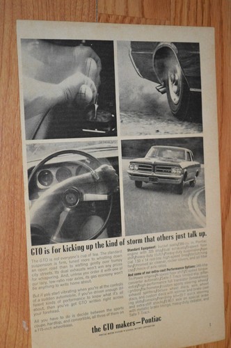 1964 PONTIAC GTO ORIGINAL VINTAGE ADVERTISEMENT PRINT AD 64 | eBay