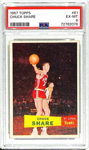 1957 Topps Basketball Card #61 CHUCK SHARE St. Louis Hawks PSA 6 EX-MT ...