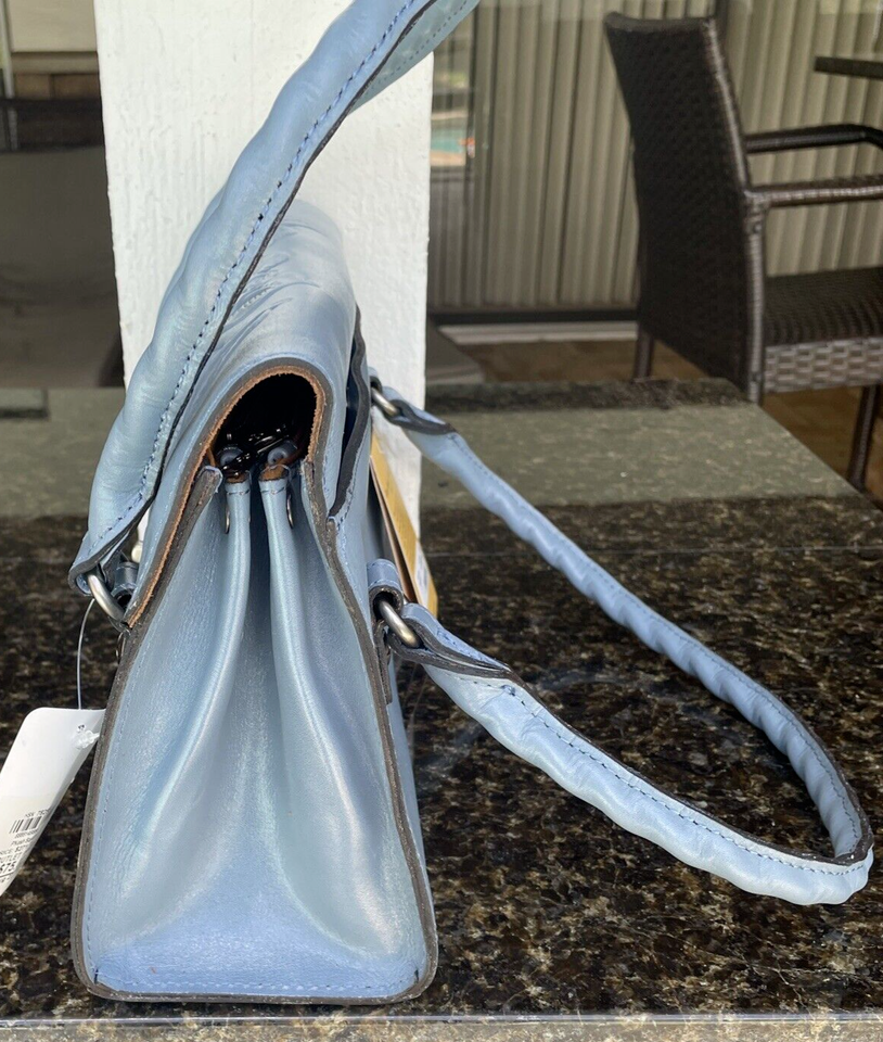 Patricia Nash Sanabria Rose Tooled Leather Satchel-Safflower Blue-NWT ...