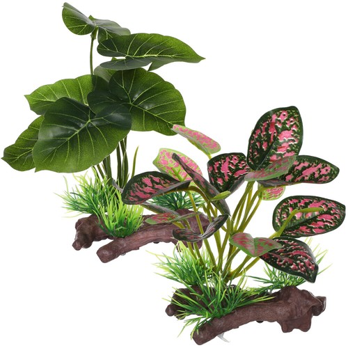 2 Pcs Faux Plants Aquarium Artificial Decoration Fake Fish Tank Aquatic ...
