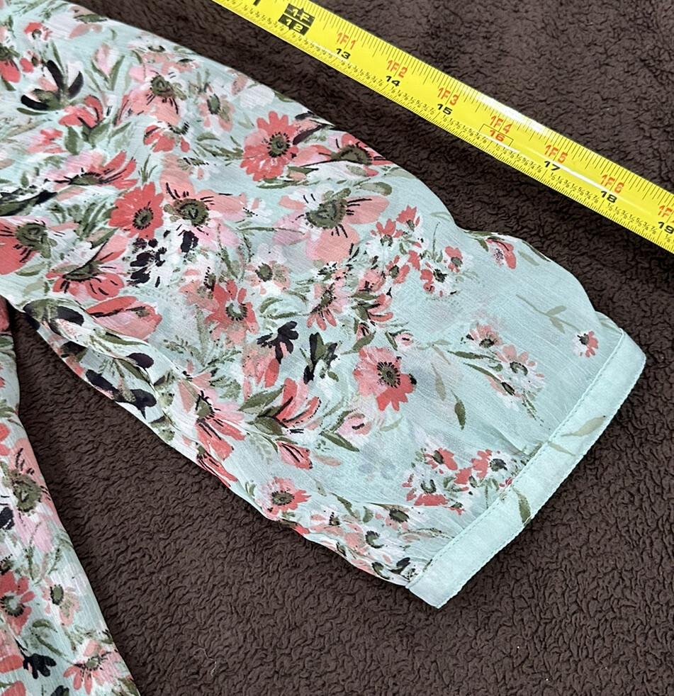 Sara Michelle Petite Top Sheer Light Blue Floral Peti… - Gem