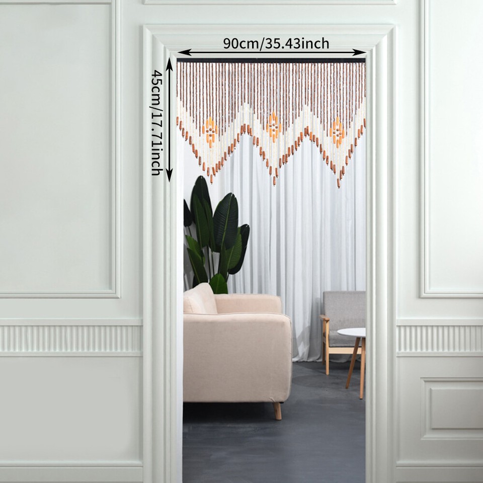 Wooden Beaded Bamboo Door Curtain Hanging Fly Screen Blind Divider Room ...
