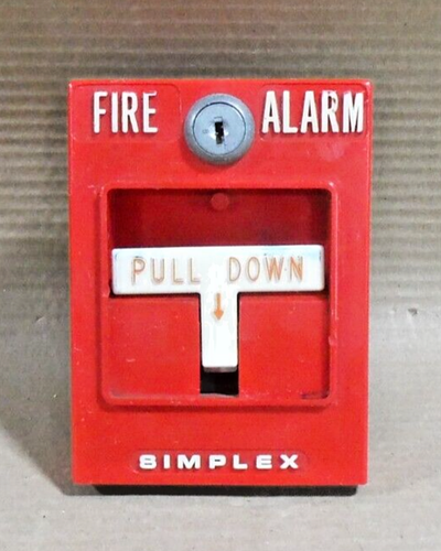 SIMPLEX 4251-20 NON-CODED RED MANUAL PULL DOWN STATION FIRE ALARM NO ...