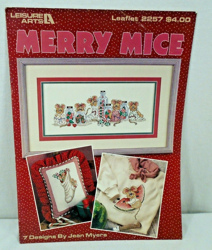 Merry Mice Jean Myers 7 Designs Christmas Leisure Arts 2257 Cross Stitch Booklet | eBay
