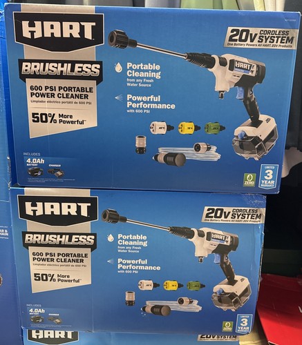 HART 20V Cordless Brushless 600PSI Power Cleaner Kit w/4.0Ah Battery ...