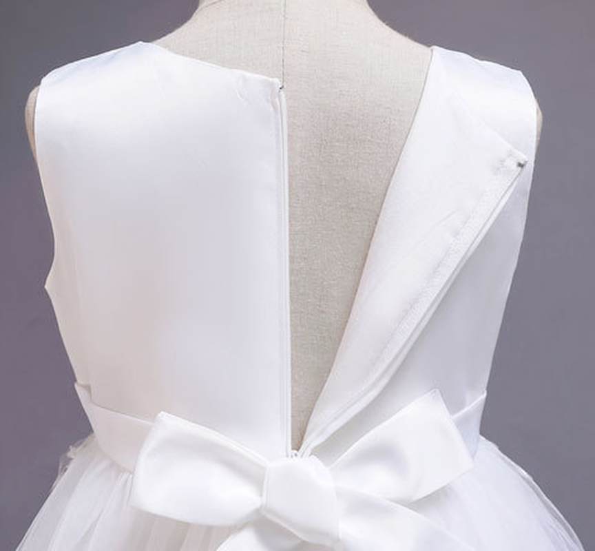 Girls Sleeveless Lace Flower Layered Dress Princess Wedding Party Prom ...