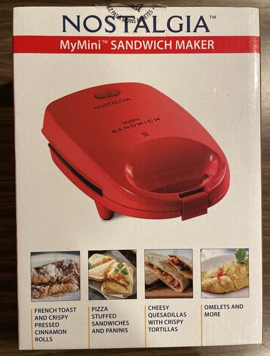Nostalgia My Mini Sandwich Maker Red Brand New In Box Grilled Cheese ...