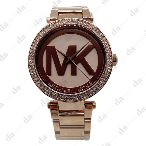 New Michael Kors MK5865 Women's Parker Rose Gold-Tone MK Logo Dial ...