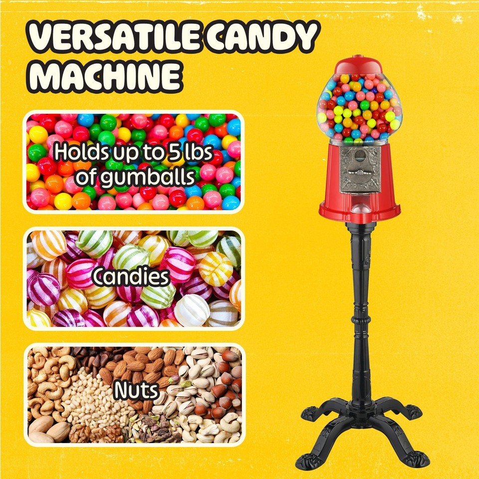 15” Gumball Machine with Stand and Coin Bank - Bubble Gum Machine Candy ...