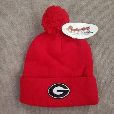 Georgia Bulldogs Beanie Red One Size Stretch Pom Pom Captivating ...