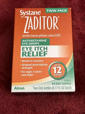 2)SYSTANE ZADITOR TWIN PACK ANTIHISTAMINE EYE DROPS EYE ITCH RELIEF ...