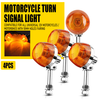 4X Motorcycle Mini Halogen Signals Turn Blinker Light Amber Indicator ...