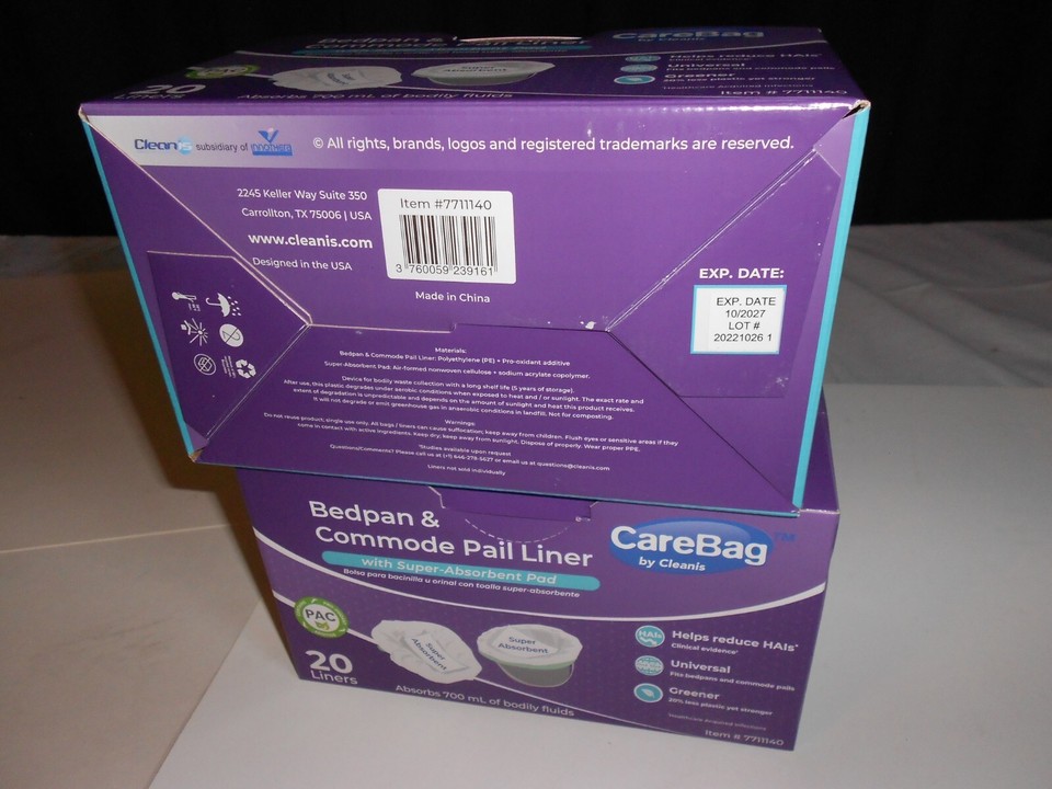 Carebag Commode & Bedpan Liners with Super Absorbent Pad 60 Count 3 ...