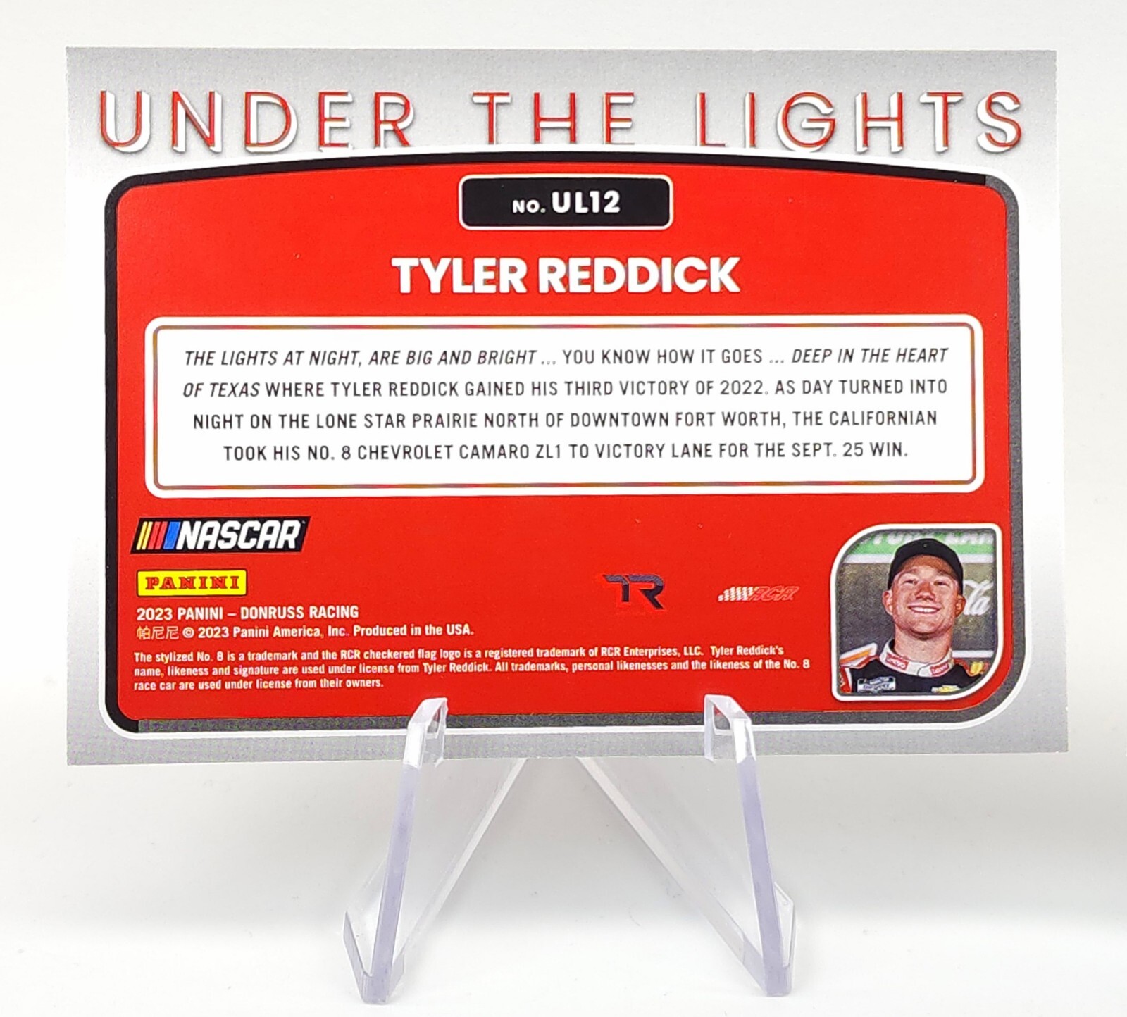 2023 Donruss Racing Tyler Reddick Race Day Relics and Under the Lights ...
