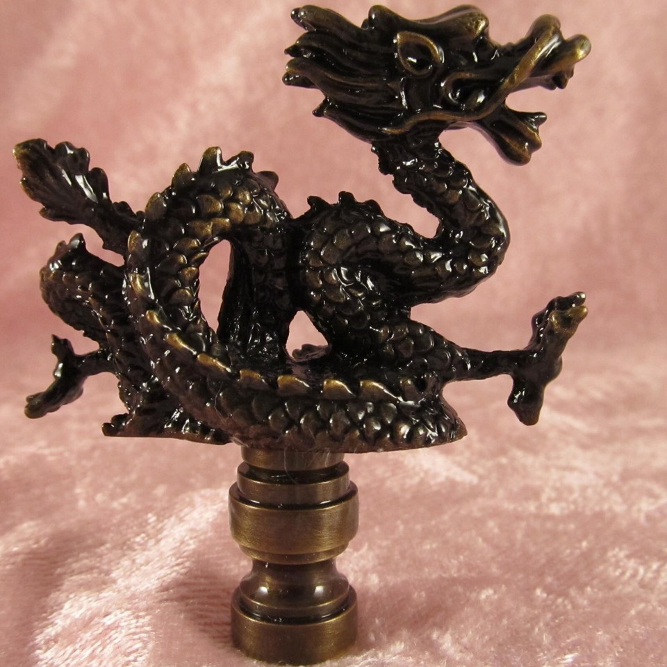 Detailed DRAGON LAMP FINIAL for old antique shade or lampshade Oriental ...