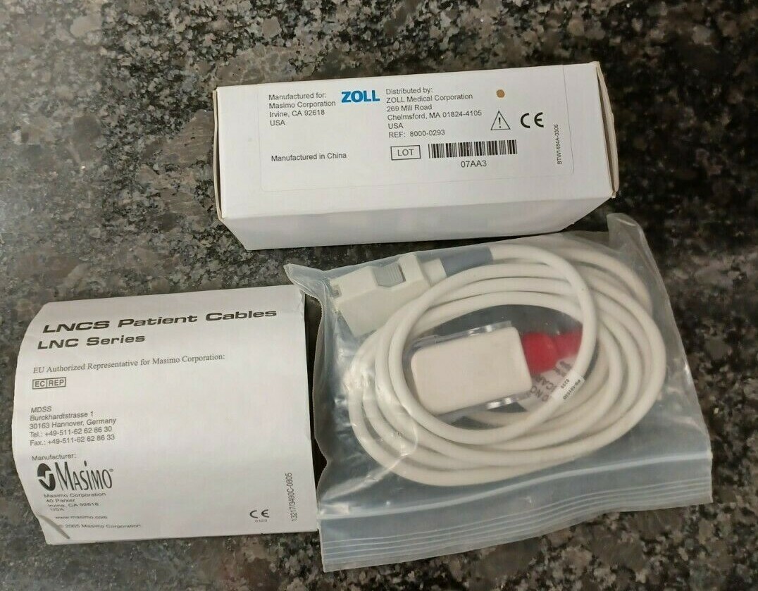 NEW ZOLL Retail Masimo 2109 8000-0293 LNCS Patient Cable LNC-10 10ft ...