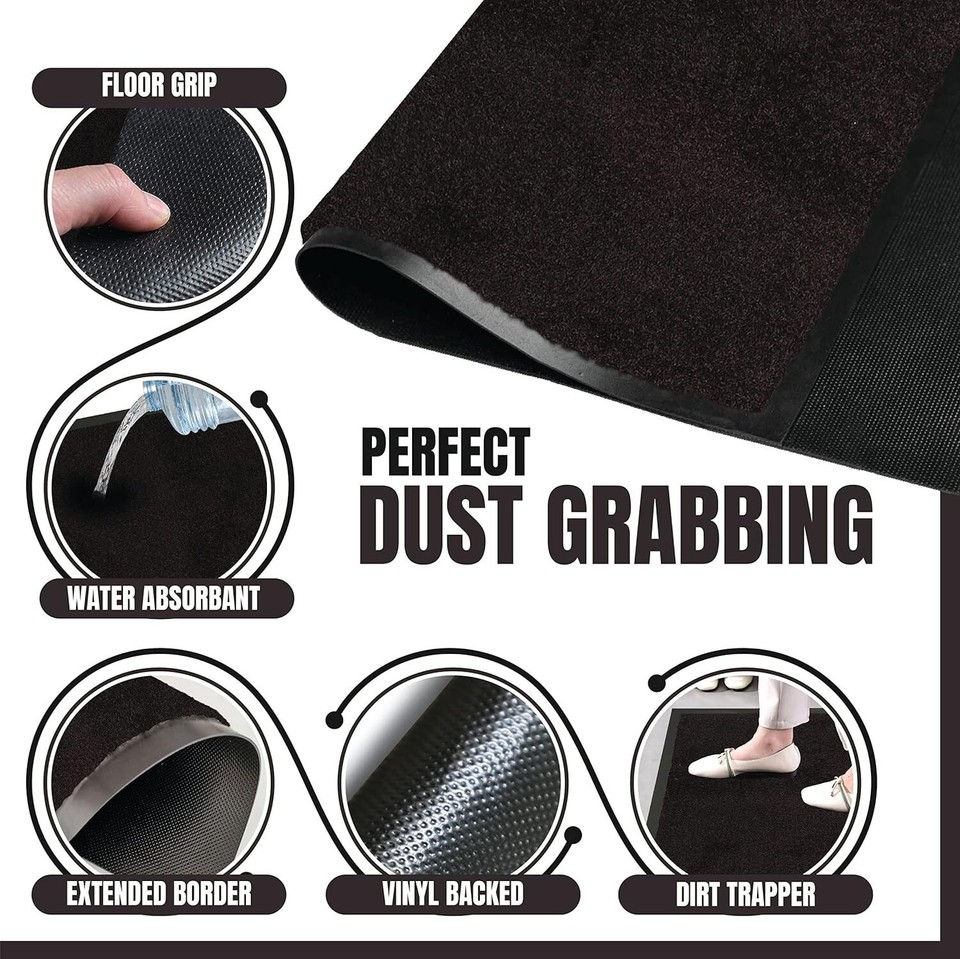 Large Heavy Duty Rubber Back Barrier Non Slip Door Mat Runner Hall ...