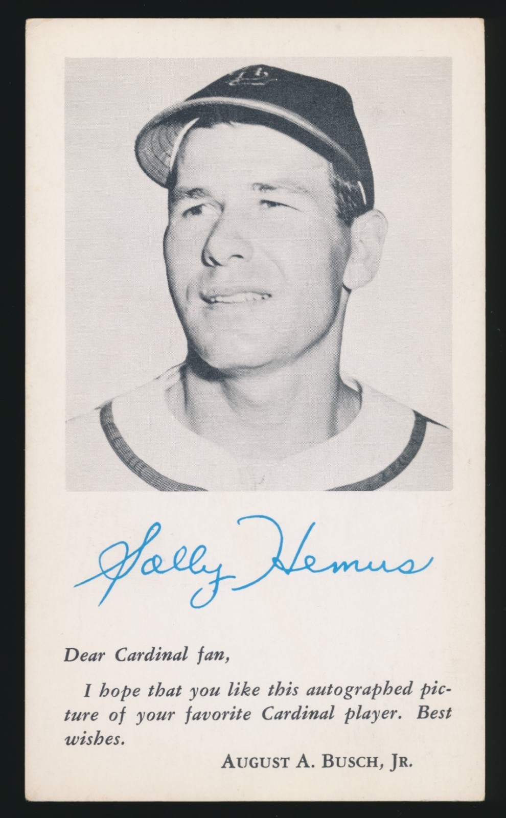 1954 St Louis Cardinals Team Issue "Dear Cardinal Fan" -SOLLY HEMUS | eBay