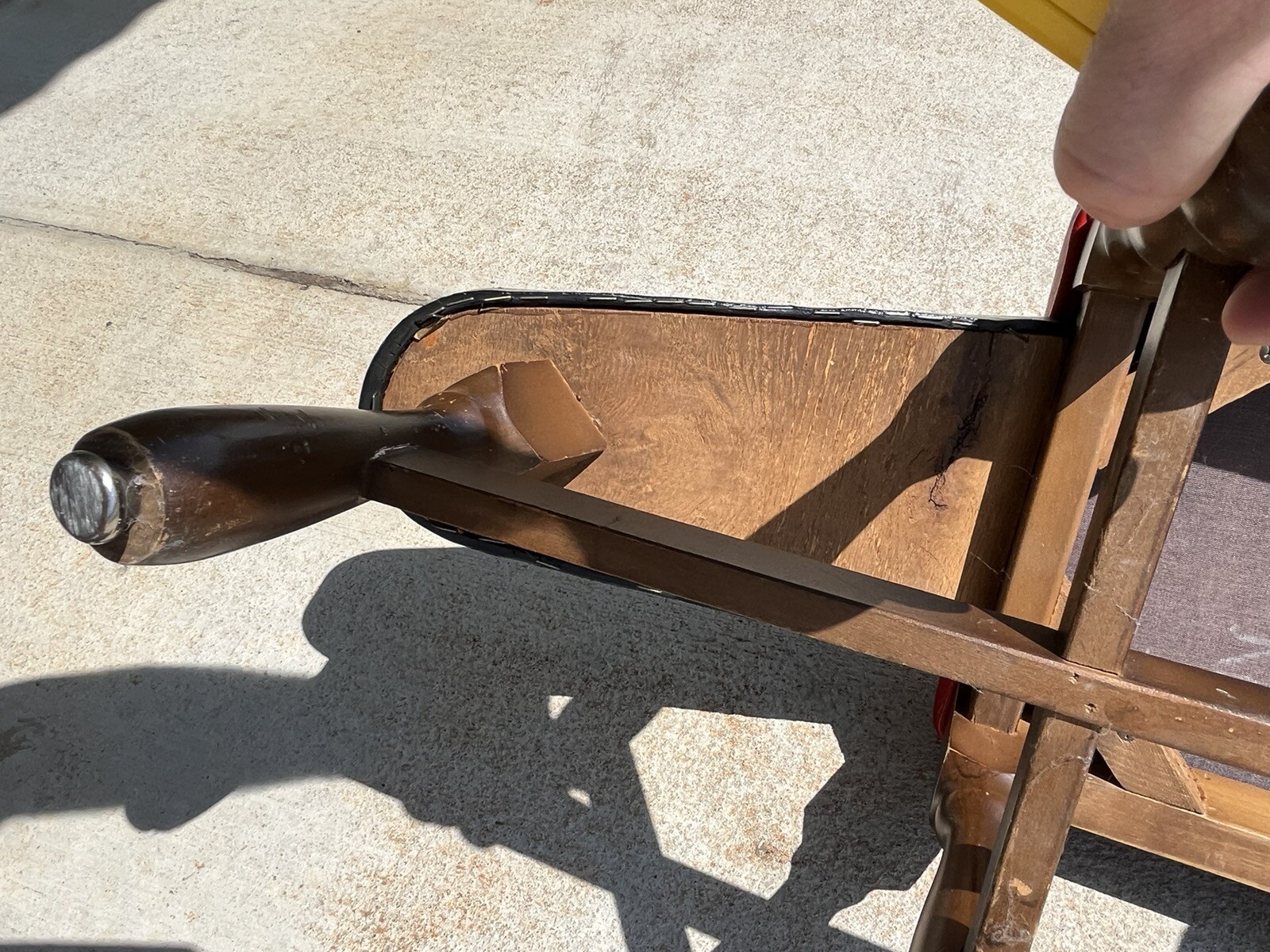 Vtg Mid-Century Shoe Store Fitting Stool Wood Vinyl Rare Red MCM Shelby ...