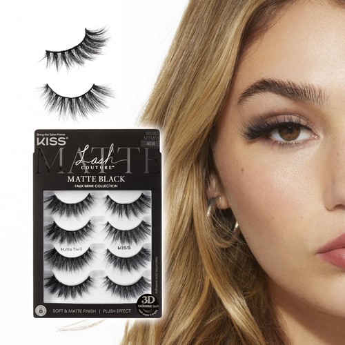 KISS Lash Couture Matte Black Faux Mink Eyelashes Multipack, Matte ...