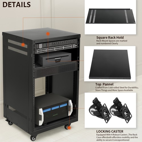 16U Heavy-Duty 19" Locking Deep Rack Mount Drawer DJ Rack Case on Wheel ...