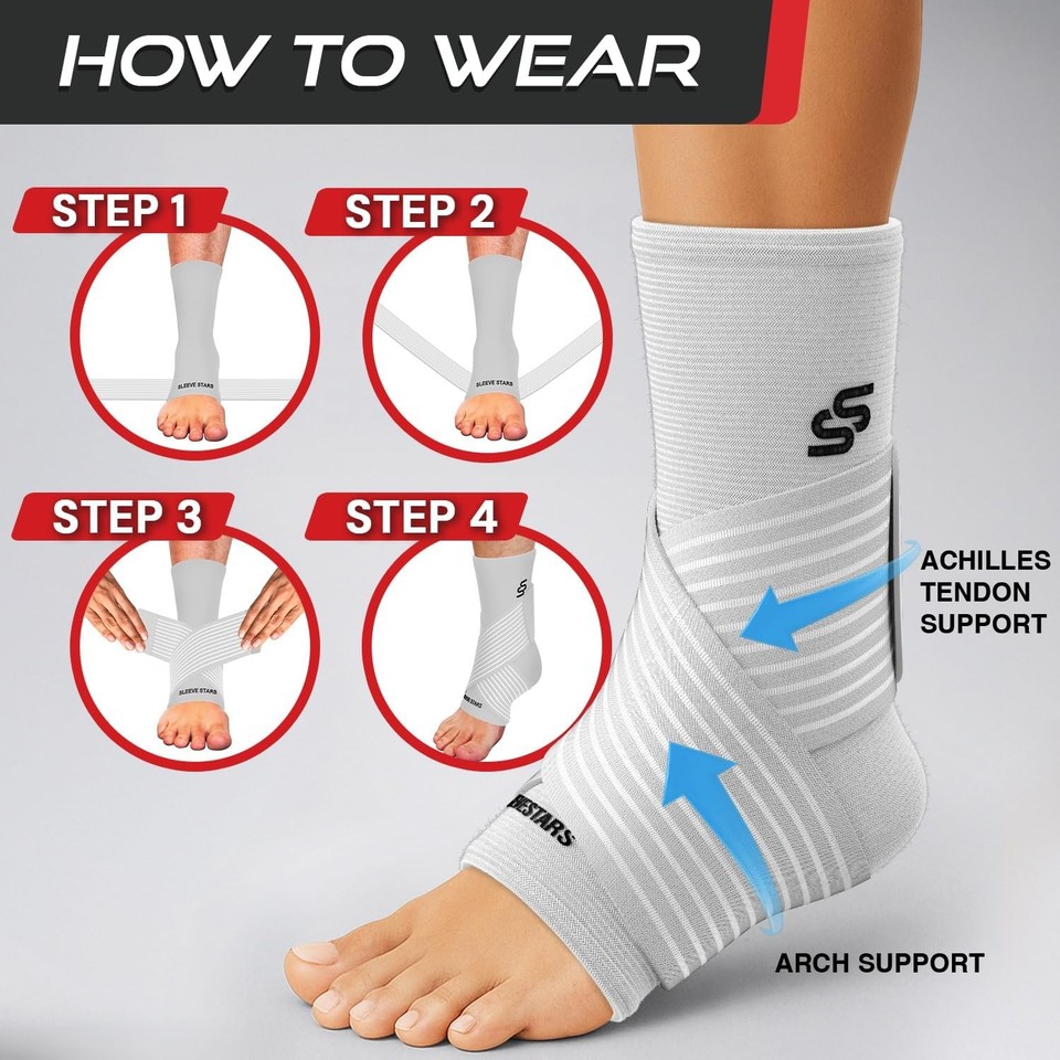 Sleeve Stars Ankle Brace for Women & Men, Wrap Medium, White | eBay
