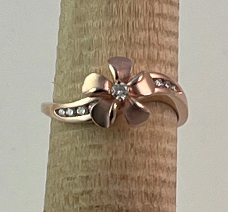 Na Hoku Plumeria Diamond Swirl Ring # 18972 14K Rose Gold w/ extra box ...