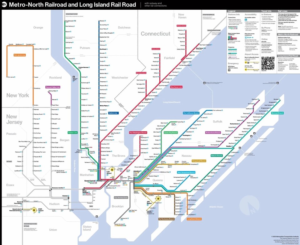 2025 New Version New York City MTA Transit NYC LIRR Subway Train Map ...