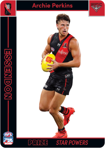 2023 AFL Teamcoach Archie Perkins Prize Card Essendon (Limited to 50 ...
