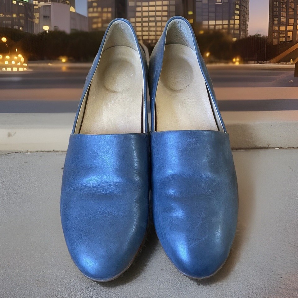 Dansko Blue Leather Slip Ons Larisa Milled Nappa Comfort Shoes Women 39 ...