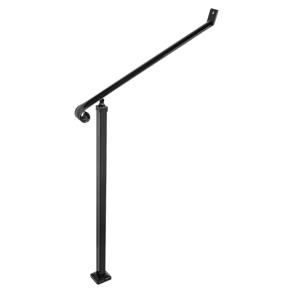 VEVOR Wrought Iron Handrail Railing for Stairs 2 Steps Handrail for ...