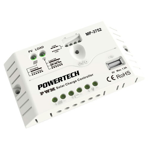 Powertech 20A Solar 12/24V Charge PWM Controller w/ USB f/ Gel/Sealed ...