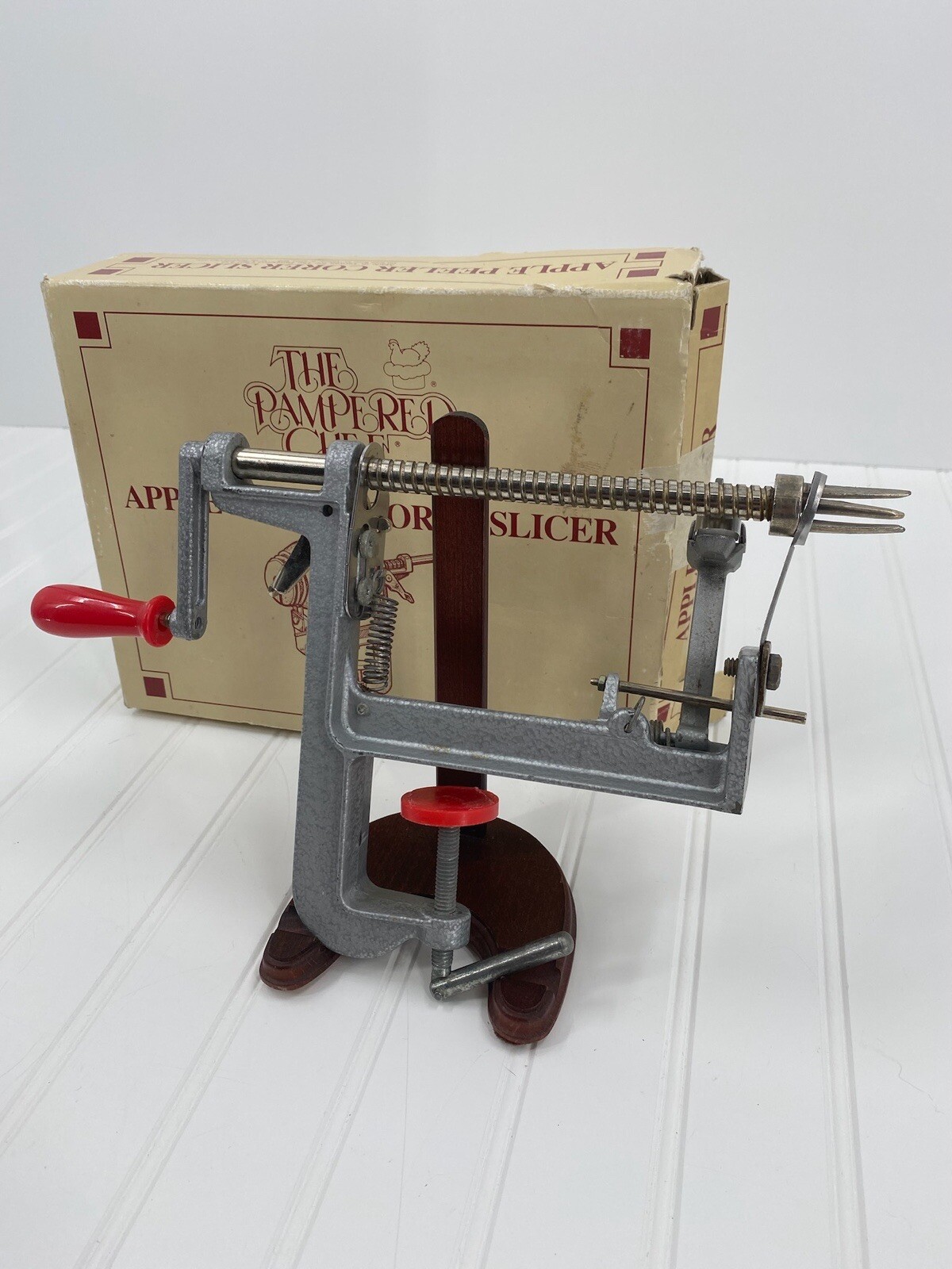 Pampered Chef Apple Peeler Corer Slicer Box 1993 Baking Kitchen Cooking ...