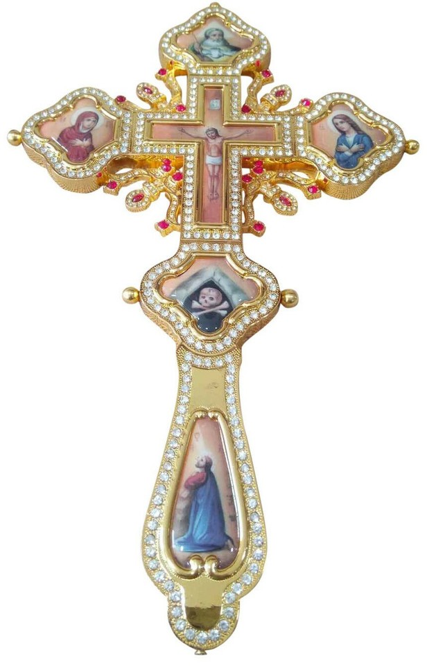 Greek Orthodox Byzantine Icons Hand Blessing Cross with Stones | eBay