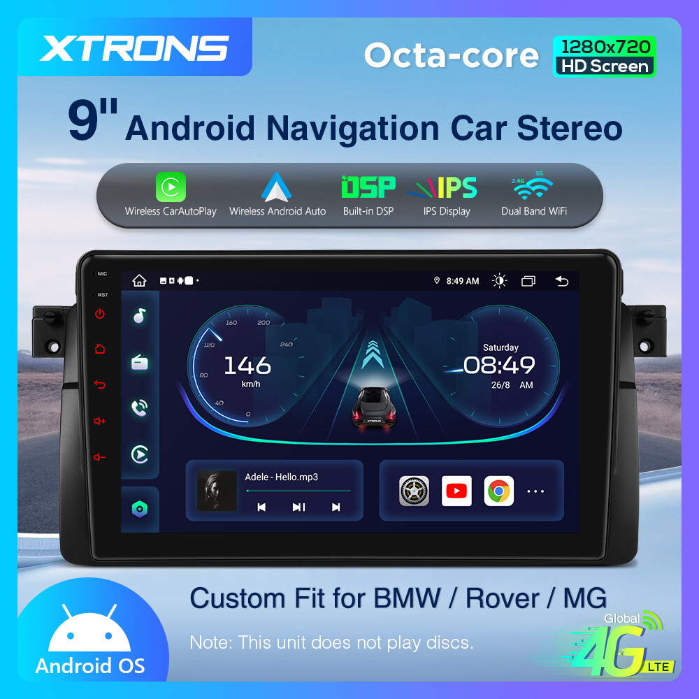 For BMW E46 M3 9" Android 12 Car Stereo GPS Navi Radio 8-Core Head Unit ...