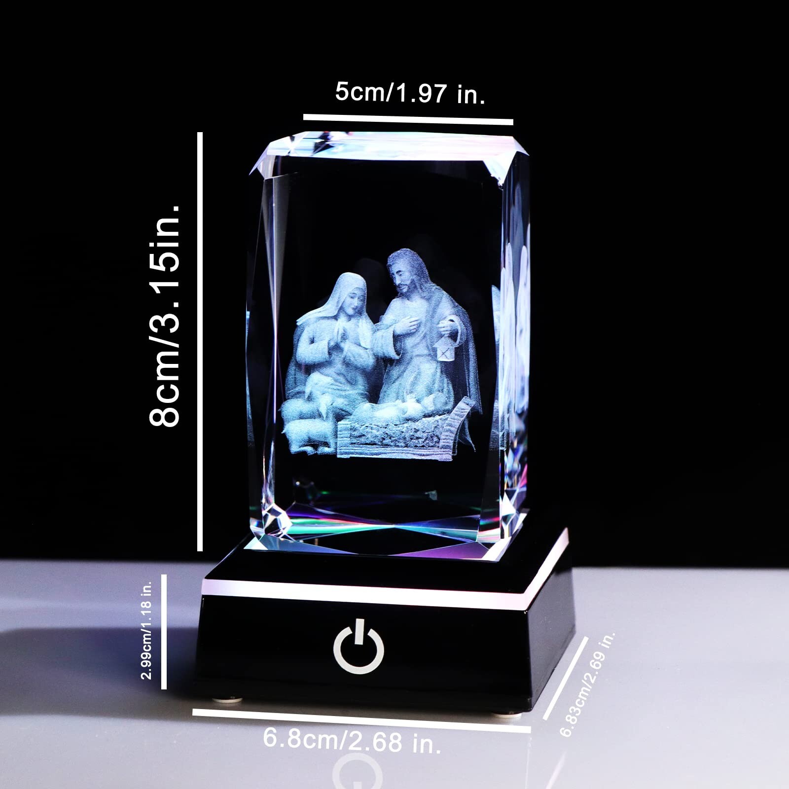 YWHL 3D Crystal Engraved Nativity Scene Figurines Gifts for Religious ...