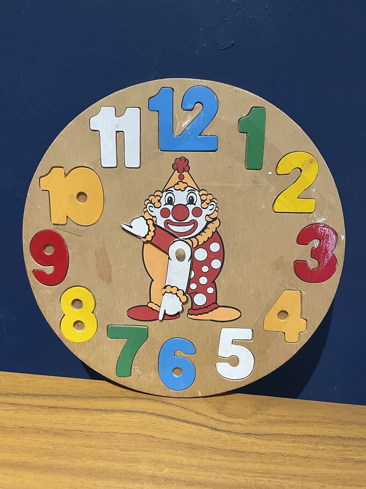 vintage Wooden Learn to Tell the Time Wooden clown Clock & Jigsaw ...