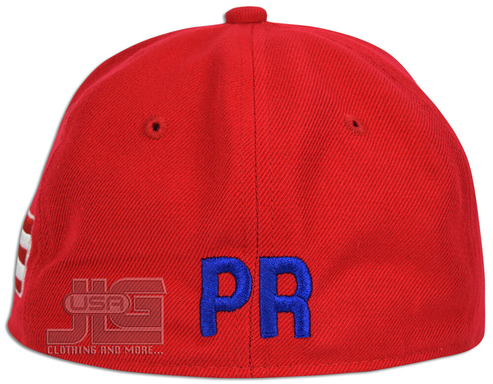 PR Fitted Caps Puerto Rico Embroidered hat Front Side Baseball Size ...