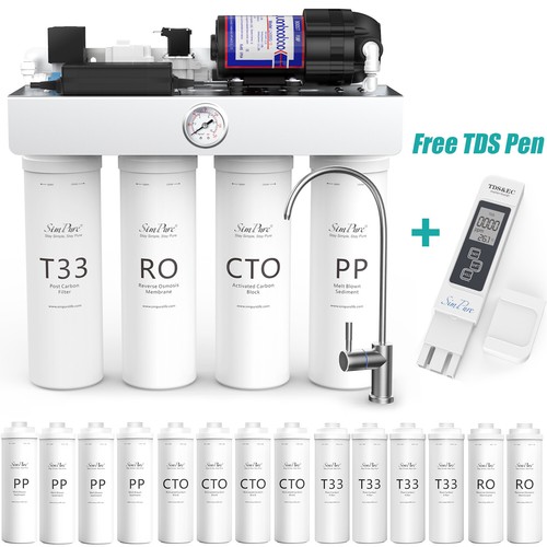 SimPure T1-400G UV Tankless Reverse Osmosis System Water Purifier Extra ...