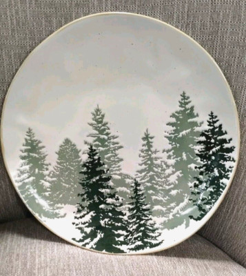 Eli + Ana EVERGREEN FOREST WOODS DINNER PLATES TREES Winter Christmas s ...