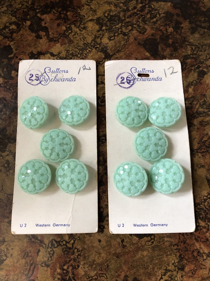 10 Western Germany Sea Foam Green Buttons On Original Cards Antique | eBay